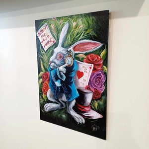 White Rabbit Alice in Wonderland, Art Gift, Original Acrylic Painting ...