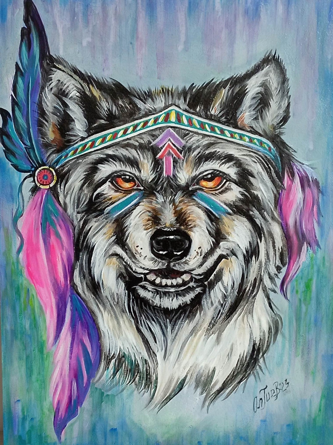 Wolf Pop Art Original Acrylic Painting Home Decor - Etsy