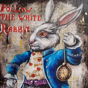 Alice in Wonderland, White Rabbit, Original Acrylic Painting, Cover ...