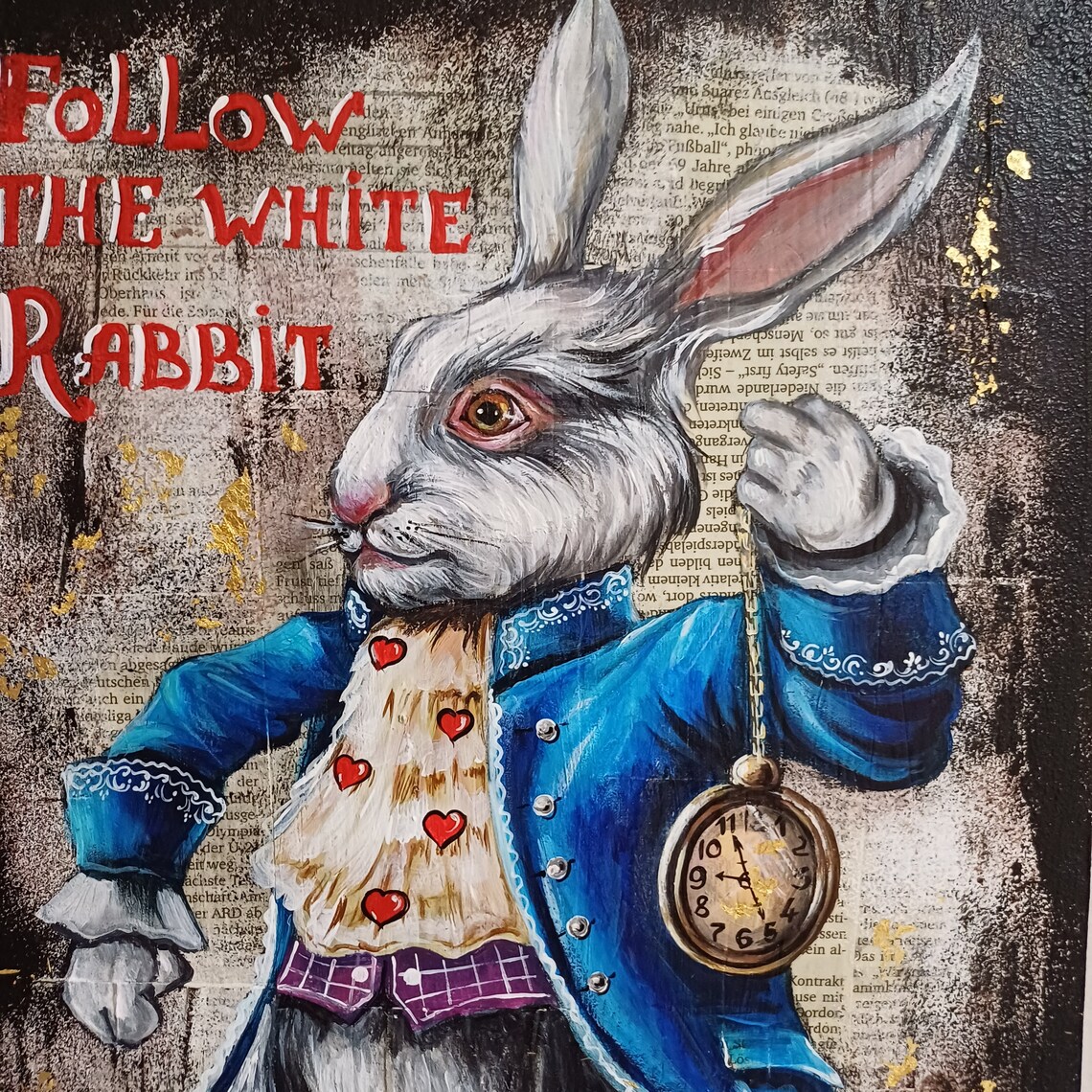 Alice in Wonderland, White Rabbit, Original Acrylic Painting, Cover ...