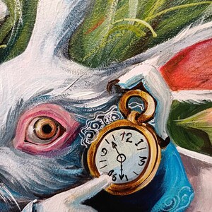 White Rabbit Alice in Wonderland, Art Gift, Original Acrylic Painting ...
