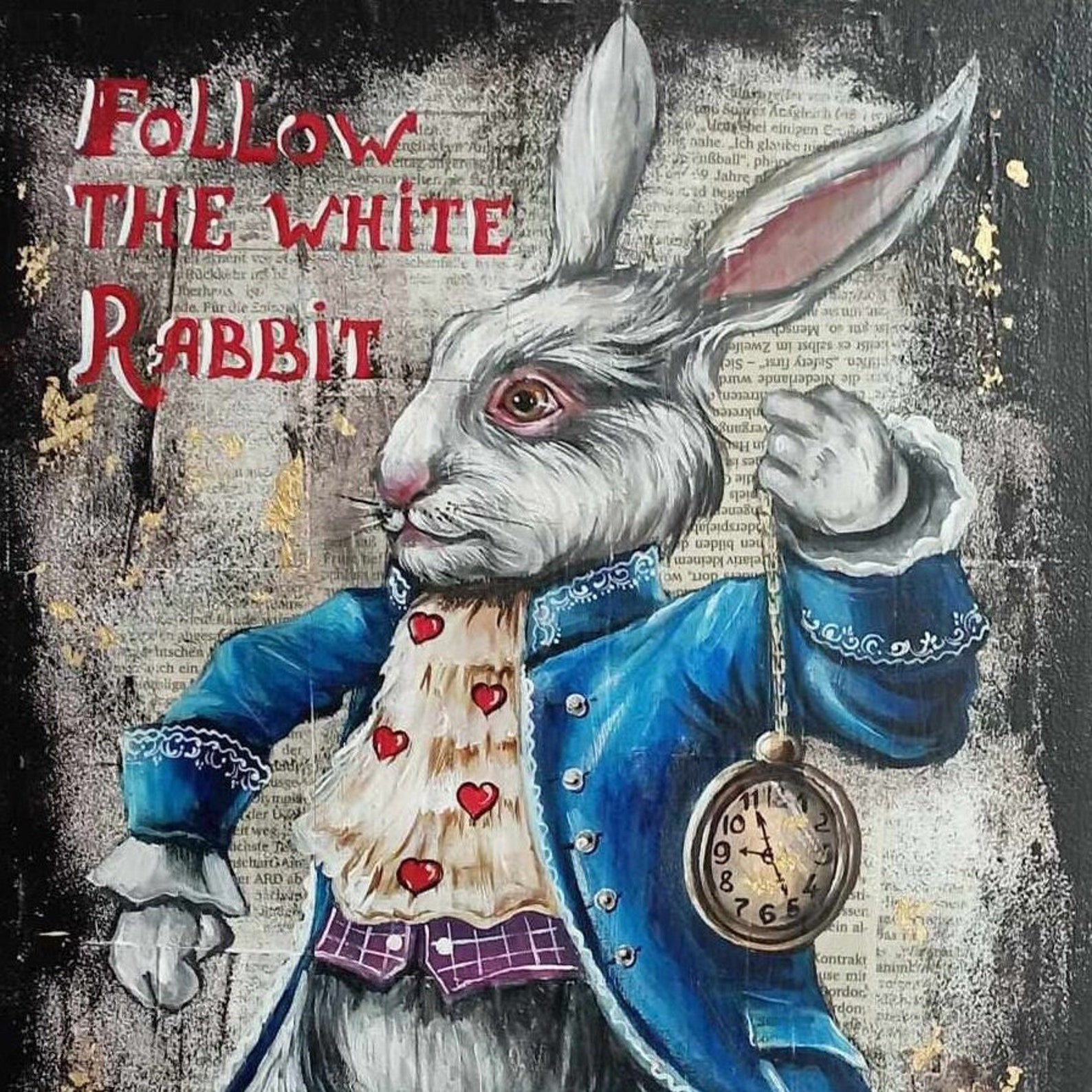Alice in Wonderland, White Rabbit, Original Acrylic Painting, Cover ...