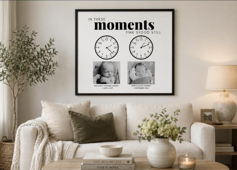 Personalised Birth Time Photo Print | Custom Baby Keepsake (digital ...