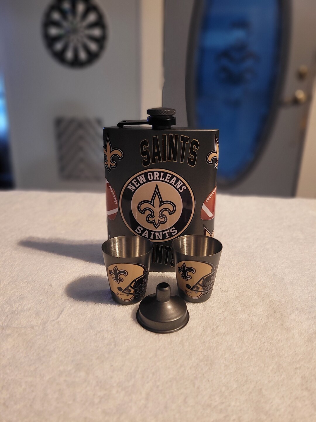 New Orleans Saints 4-piece Flask Set, Football Team. Gift, Stainless ...