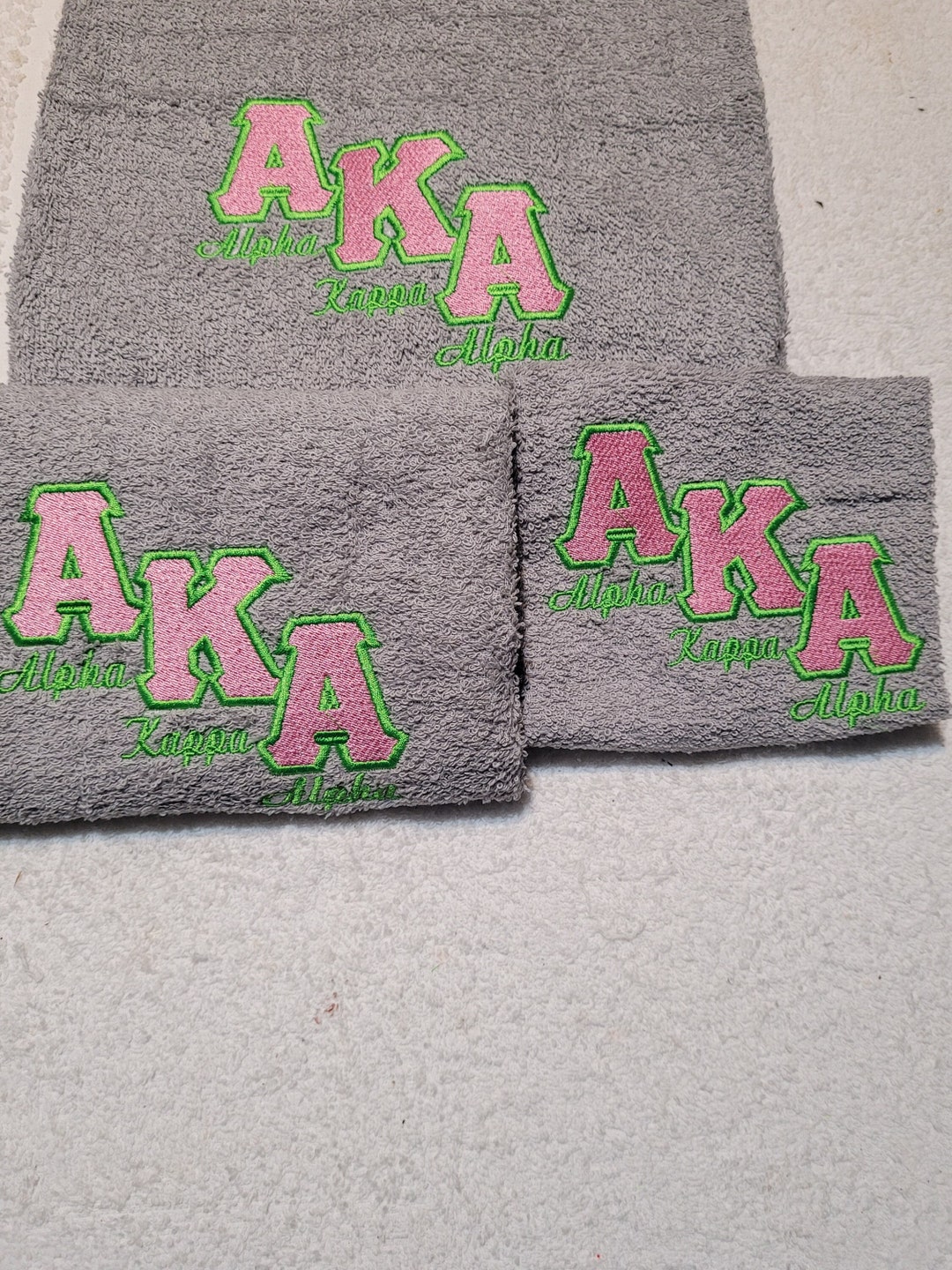 AKA Three-piece Bathroom Set, Alpha Kappa Alpha Embroidery Design, Pink ...