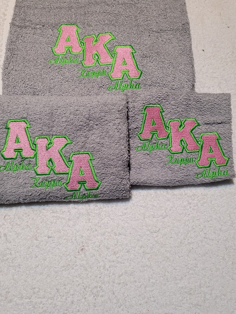 AKA Three-piece Bathroom Set, Alpha Kappa Alpha Embroidery Design, Pink ...