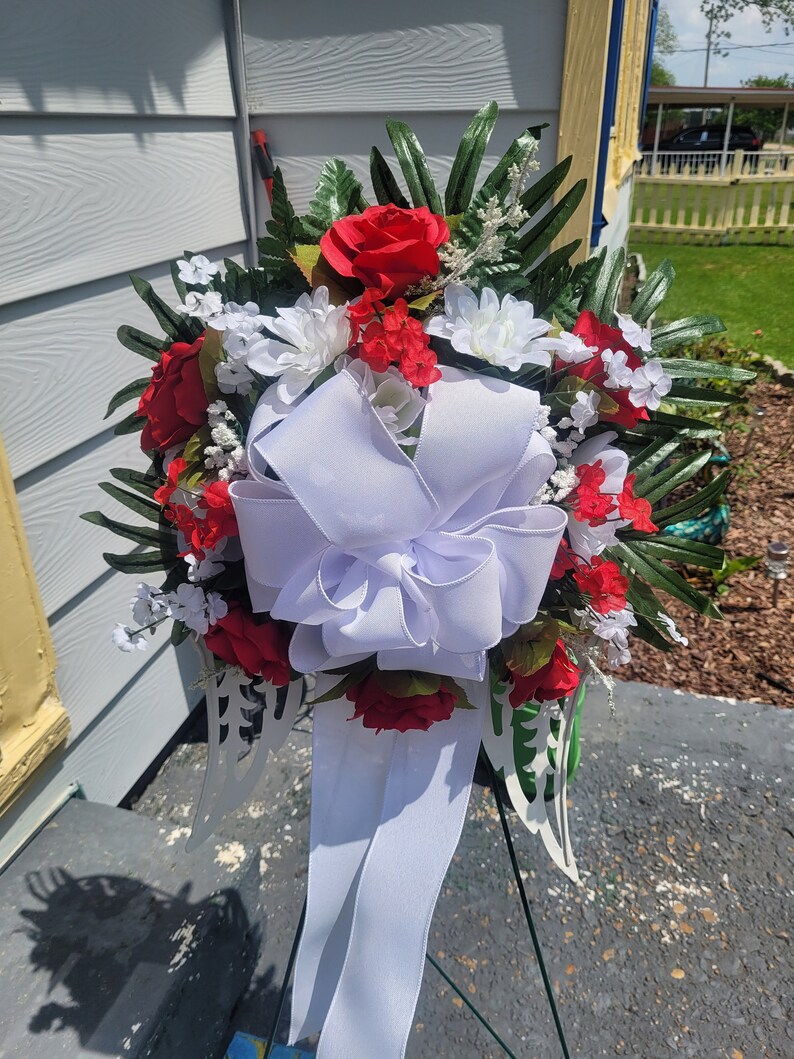 Angel Wing Flower Arrangement, Cemetery Arrangement, Angel Decor ...