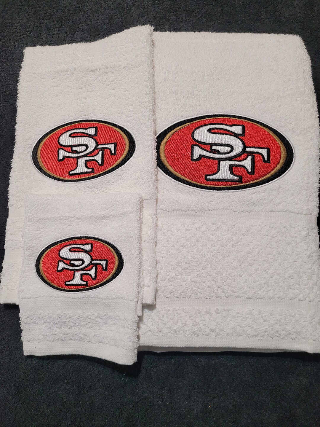 Three Piece Towel Set, San Franciso 49ers Set, Bathroom Towel Set, and ...
