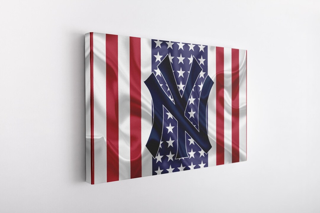 New York Yankees Flag, Yankees and USA Flag Canvas, Yankees Flag Wall ...