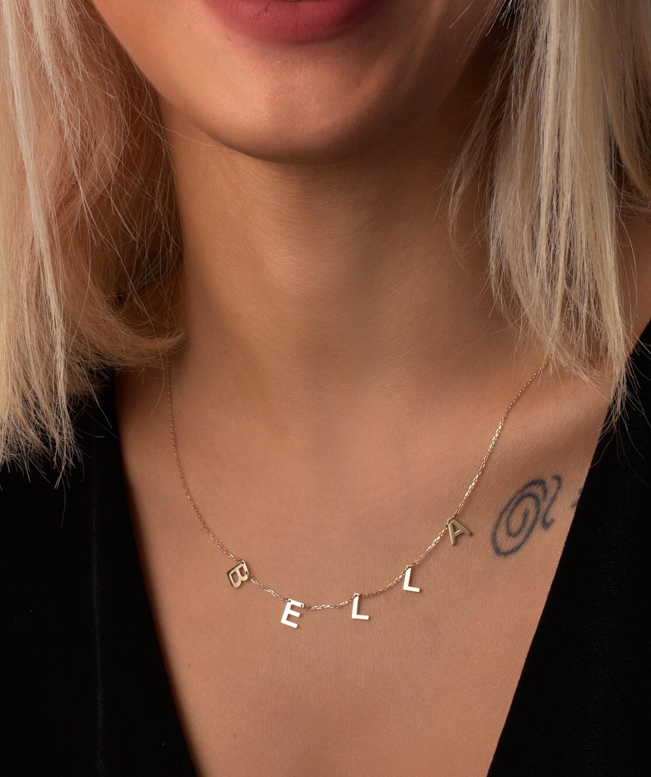 Gold Letter Necklace Custom Letter Necklace Initial | Etsy