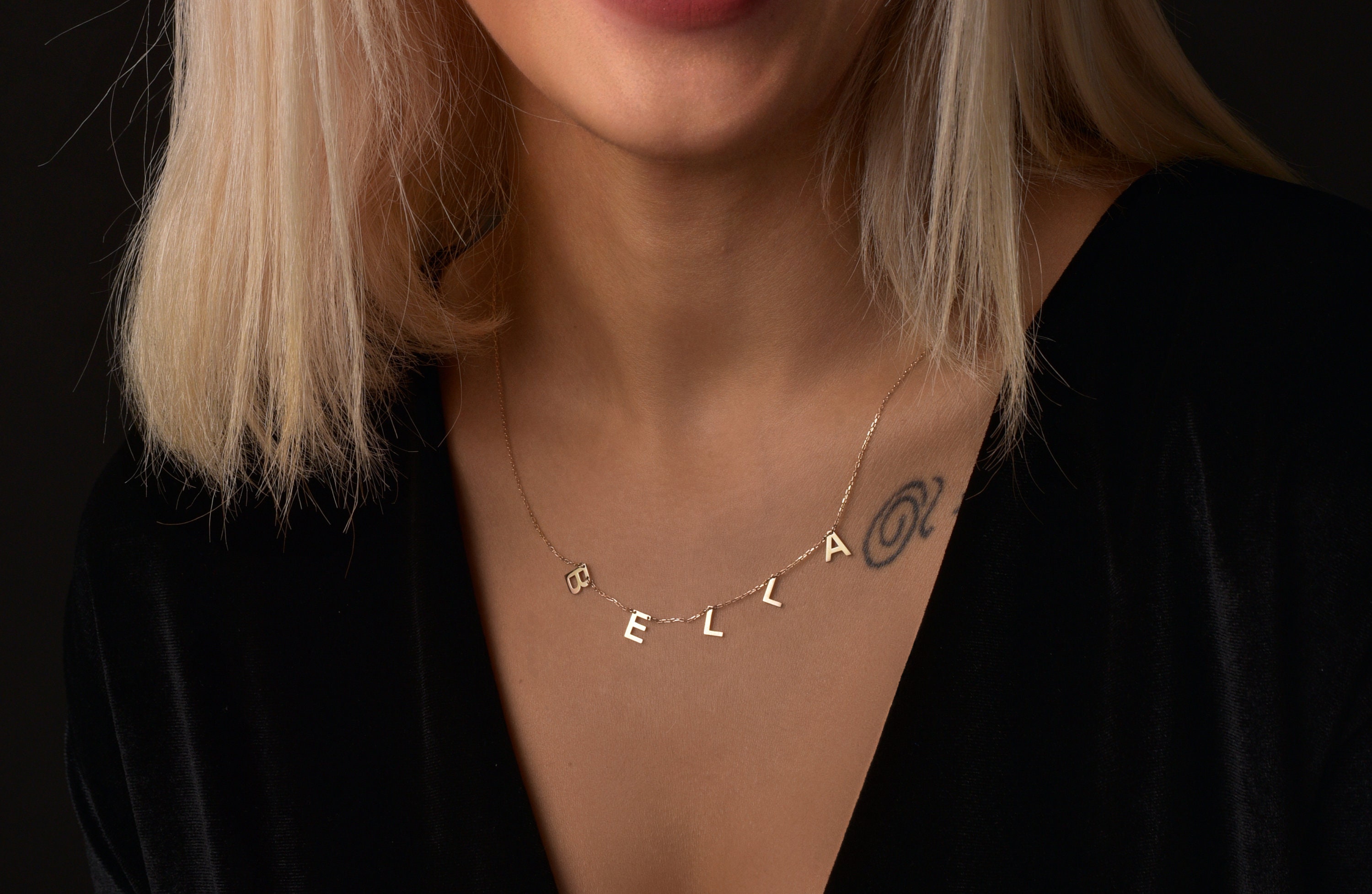 Gold Letter Necklace Custom Letter Necklace Initial | Etsy