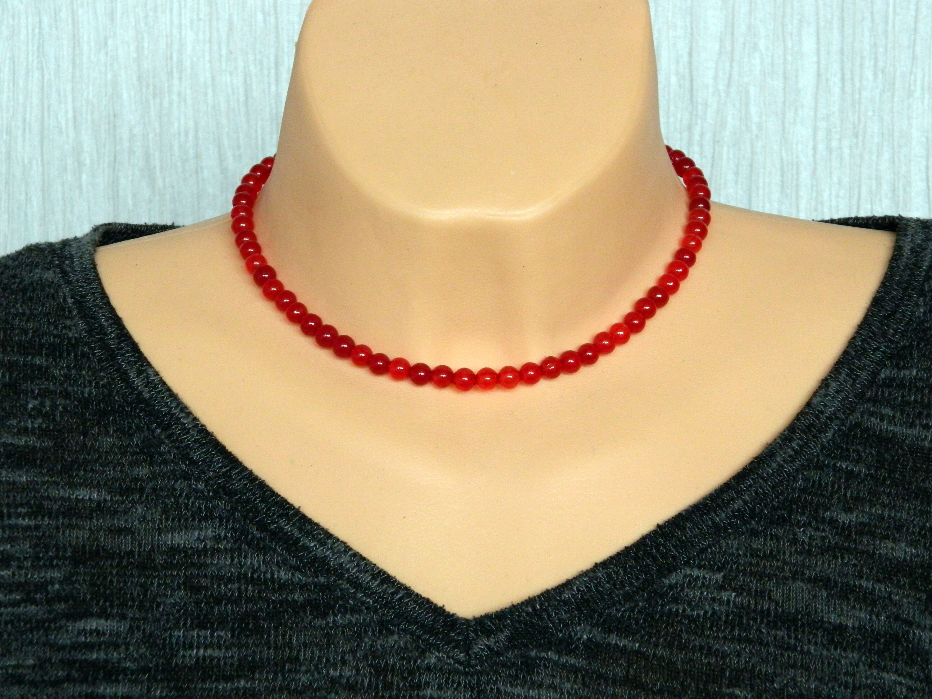 Red Jade Necklace Red Jade Choker AAA Grade Minimalistic | Etsy