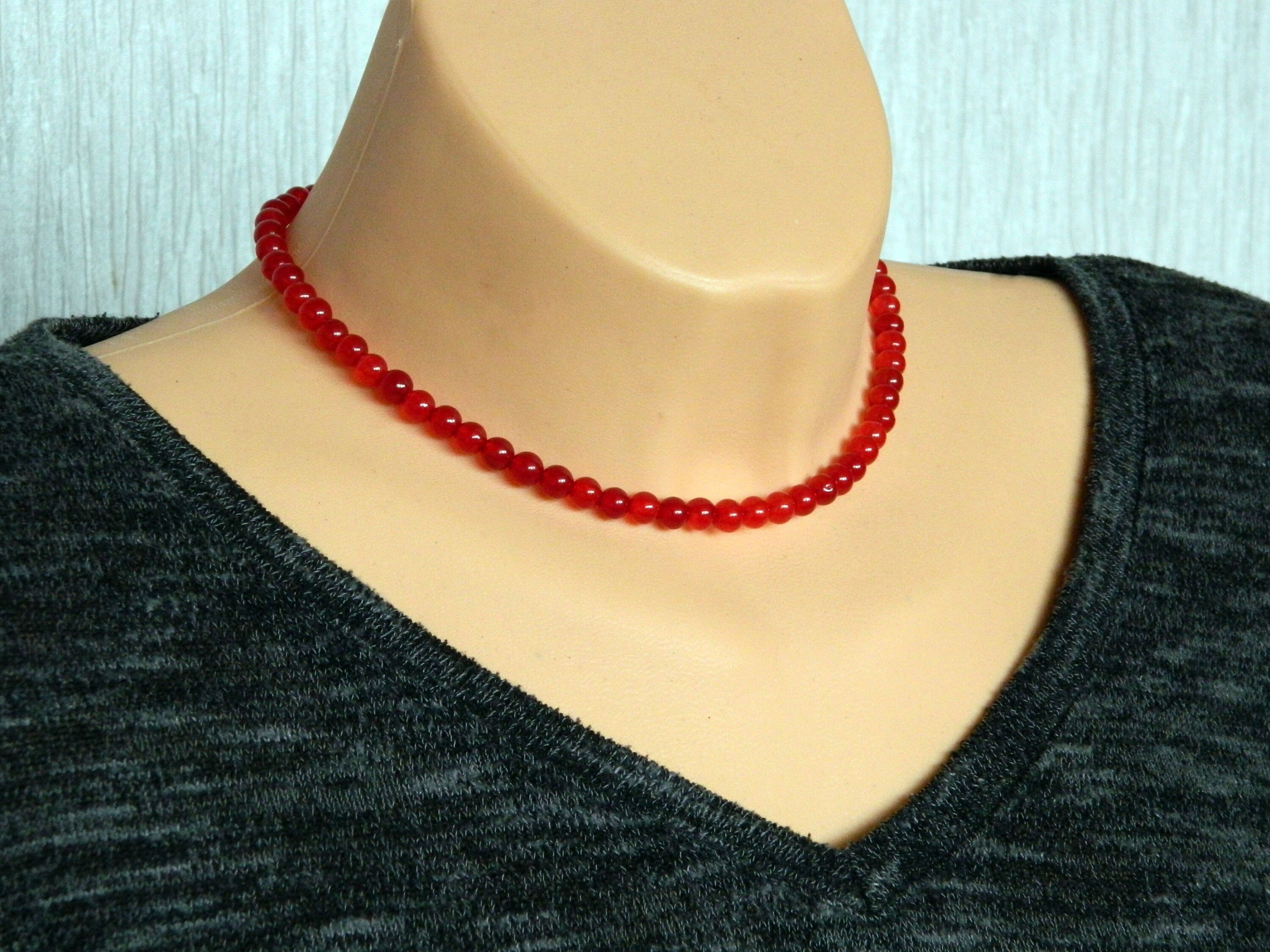 Red Jade Necklace Red Jade Choker AAA Grade Minimalistic | Etsy
