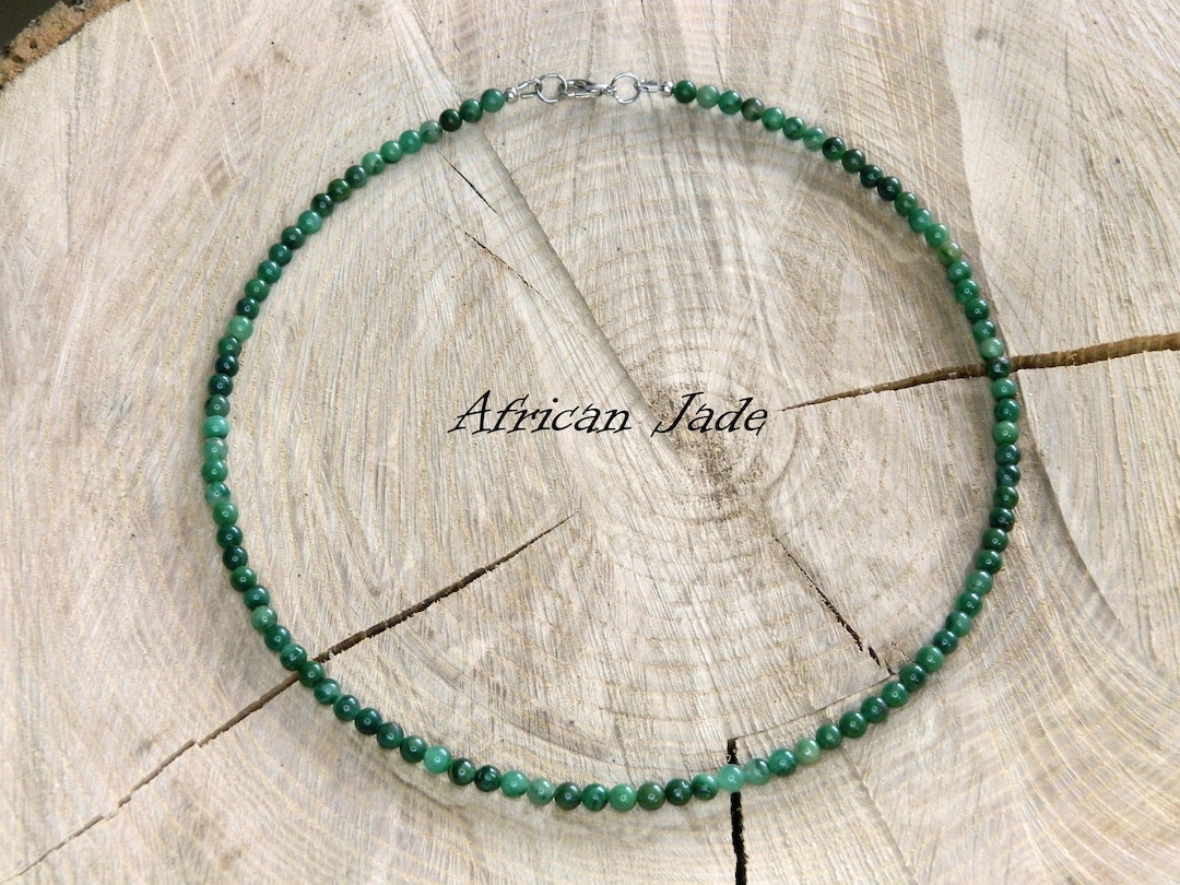 African Jade Necklace, AAA Grade, African Jade Choker, Green Jade ...