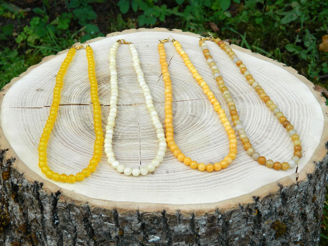 Yellow Jade Necklace, Yellow Necklace,march Birthstone, Minimalistic ...