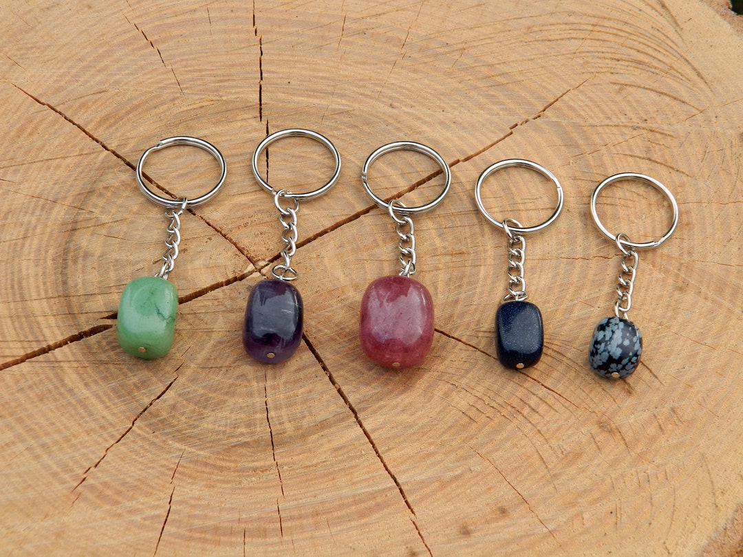 Natural Gemstone Key Chain,key Ring, Key Chain, Bag Charm, Key Holder ...