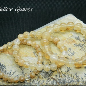 Yellow Quartz Bracelet, Beaded Bracelet, Quartz Bracelet, Chakra ...