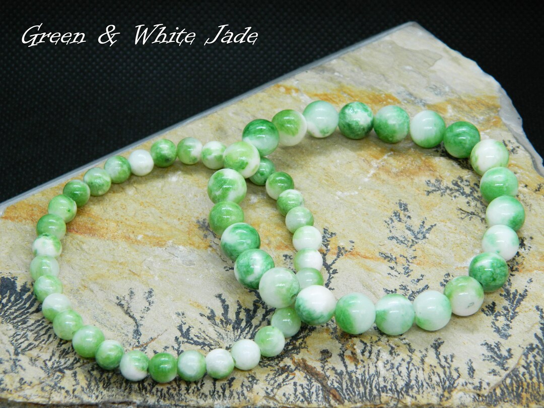 Green Jade Bracelet, Green Spotted Jade, Gemstone Bracelet, Hippie ...