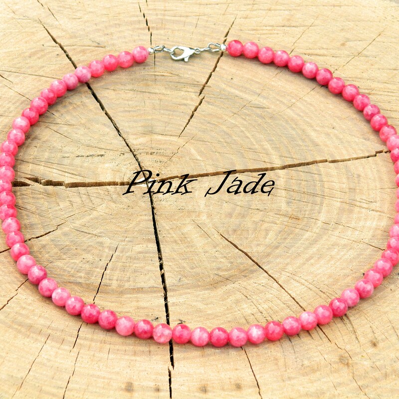 Pink Jade Necklace - Etsy UK