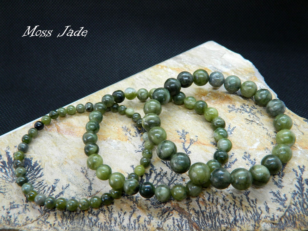 Green Jade Bracelet, Moss Jade, AAA Grade, Gemstone Bracelet, August ...