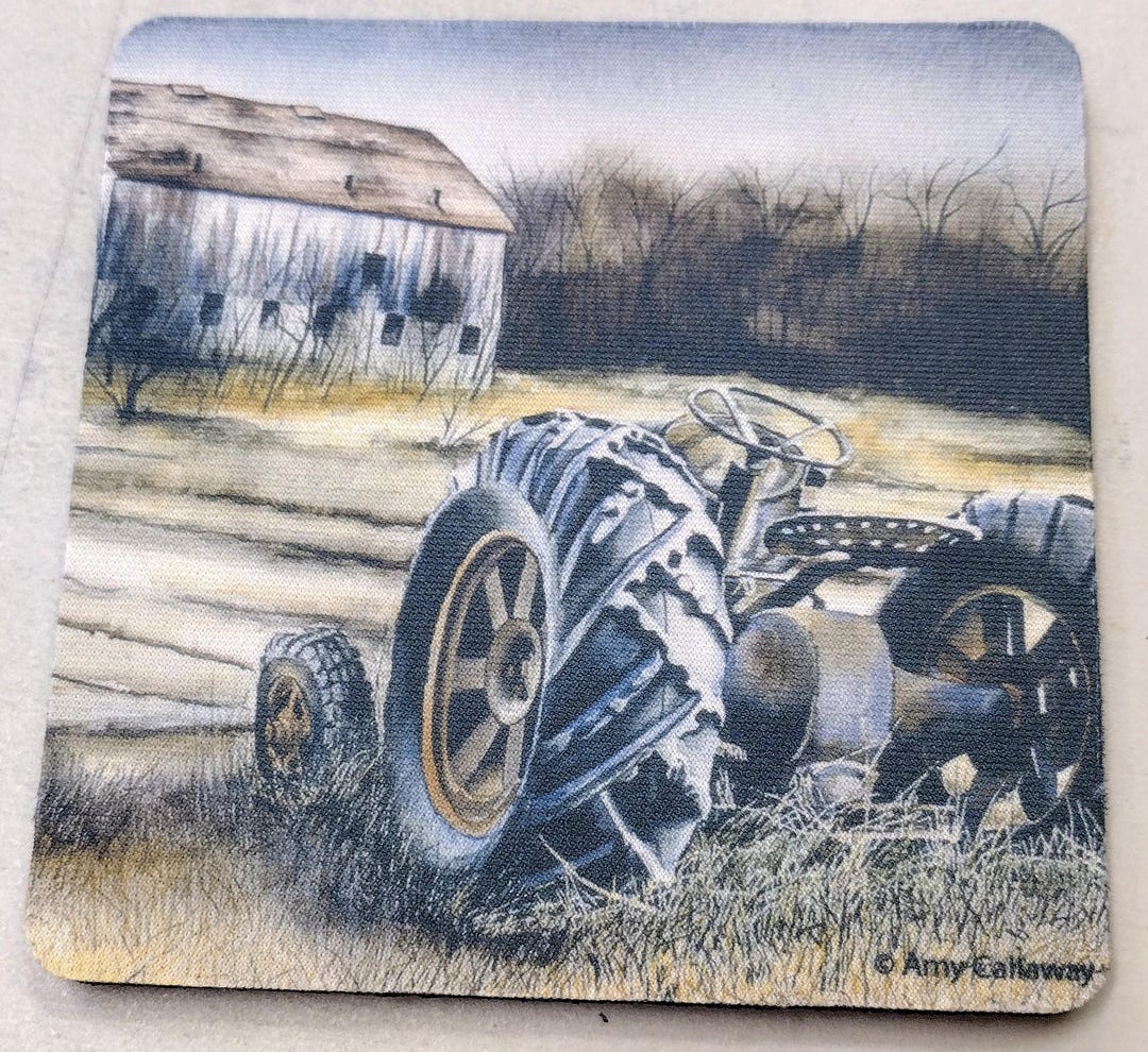 Old Tractor Barn Coaster - Etsy