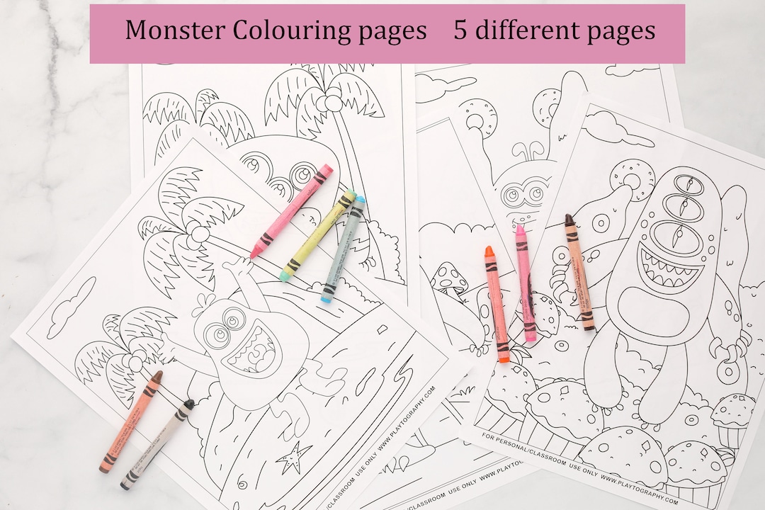 Five Monsters Coloring Pages, Colouring Pages, Sheets, for Children ...