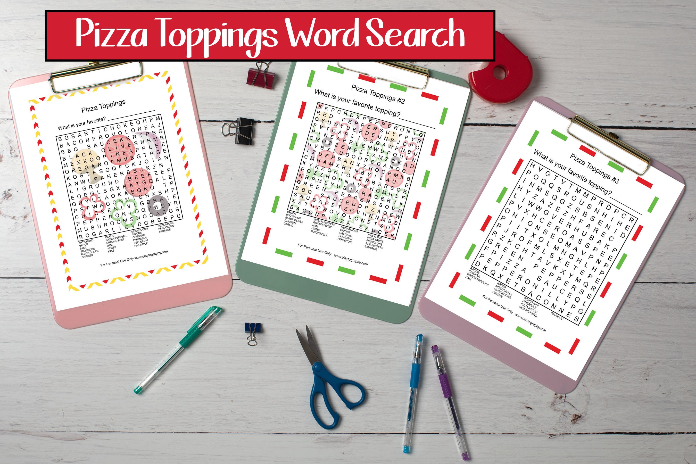 Three, Pizza Toppings Word Search. Printables, for Children, Mind Game ...