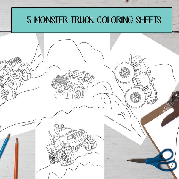 Monster Jam Truck Coloring Pages - Etsy