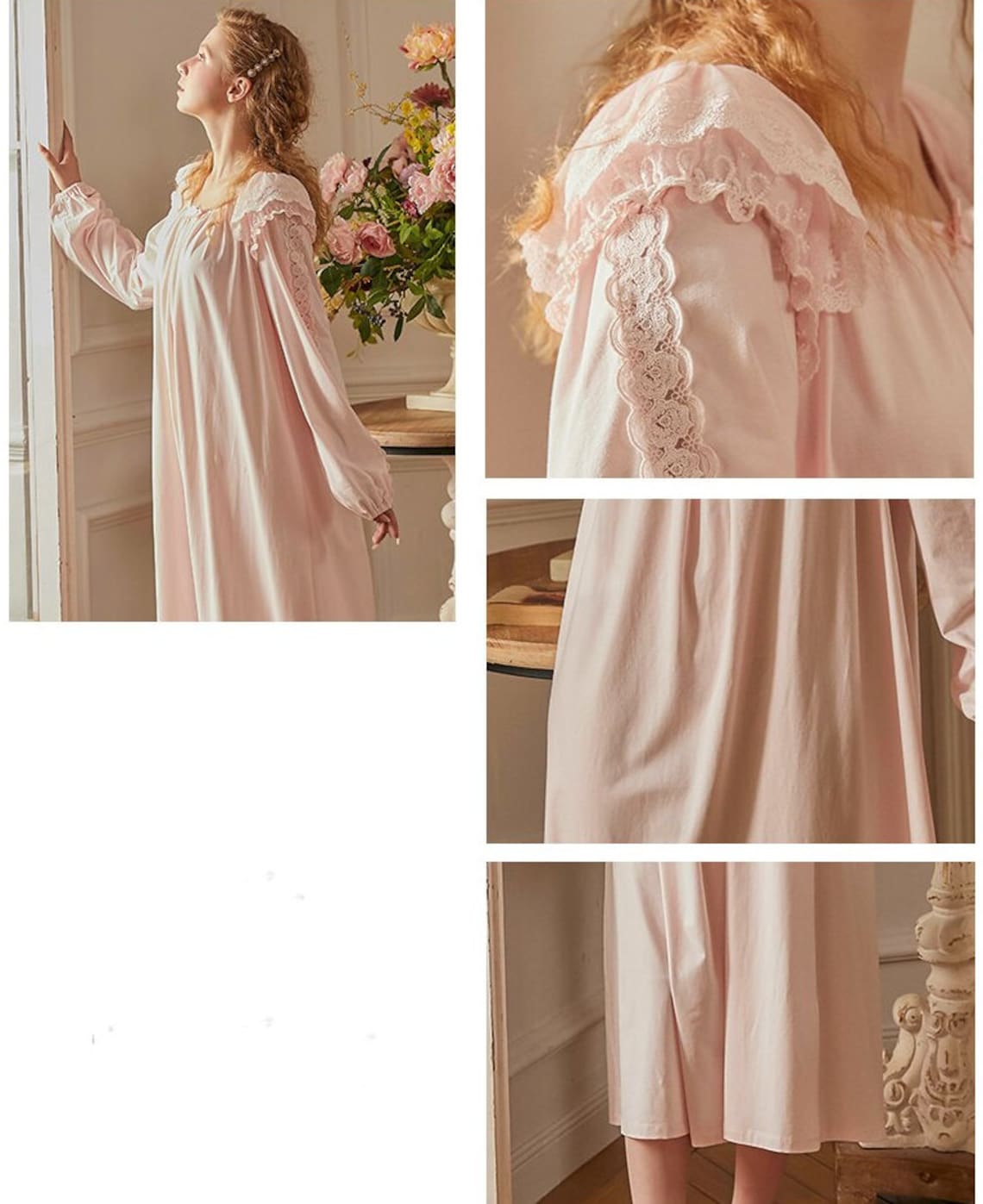 Victorian Vintage Cotton Nightgown Robe Women Victorian Etsy India