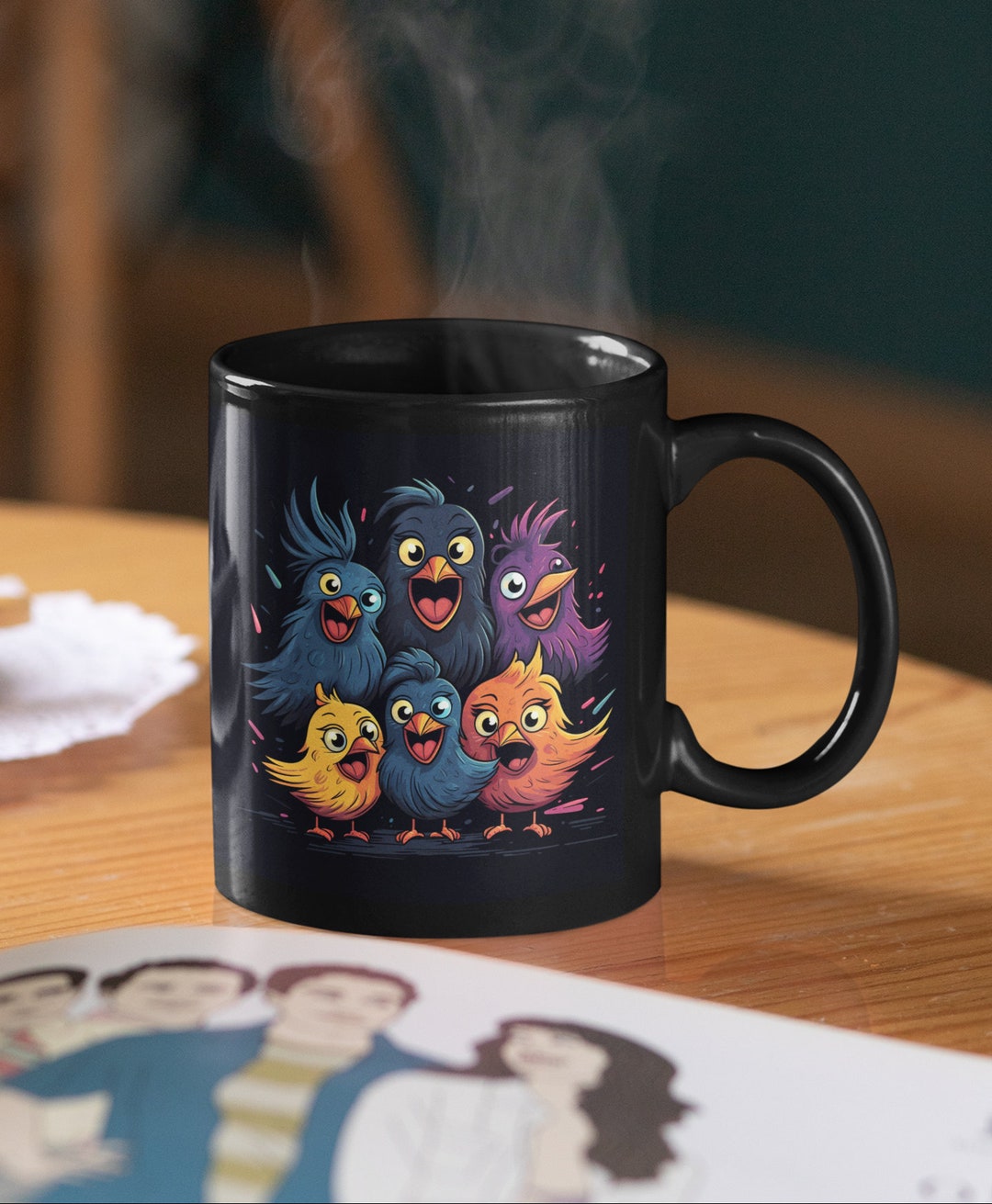 Funny Cartoons Birds Mug Kid Friendly Mug Cute Birds Mug - Etsy