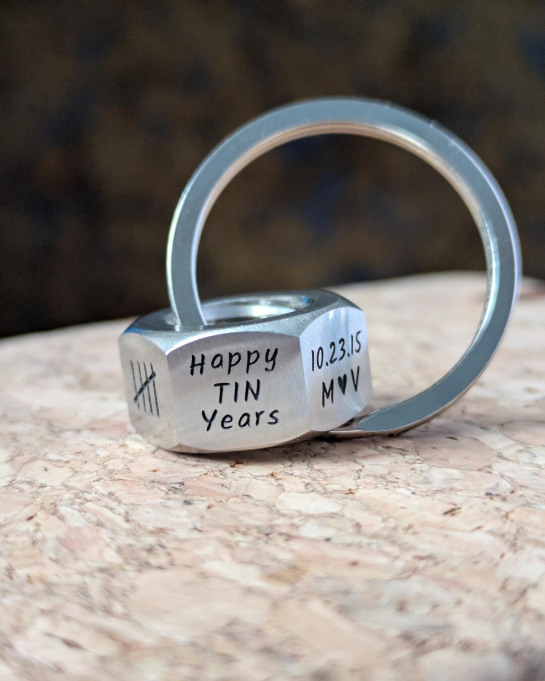 10tally Marks Engraved Nut Keychain 10th Anniversary Gift for Couple - Etsy