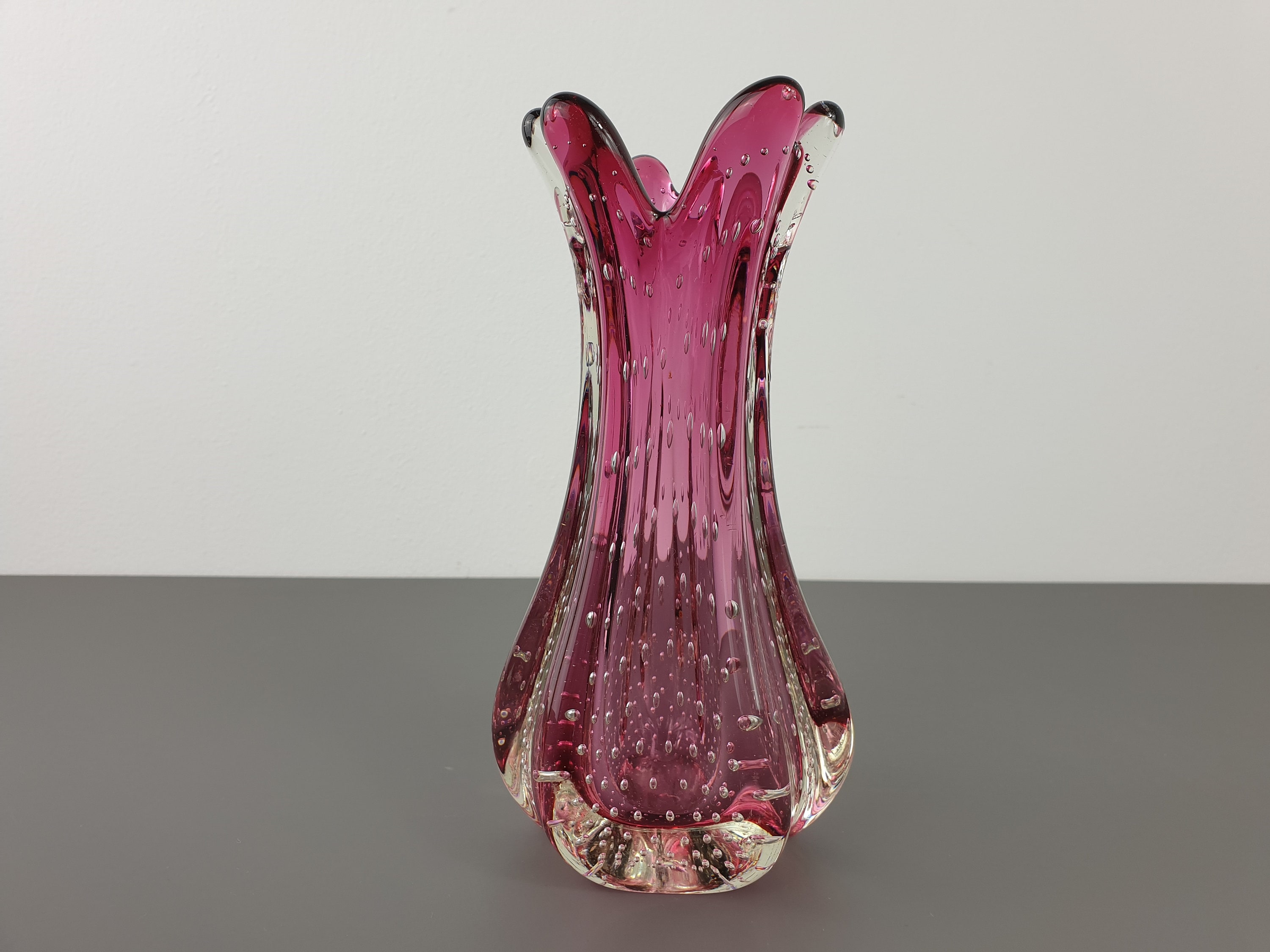 Murano Glass Vase Tip Vase Rose Zipfelvasebubblesommerso - Etsy