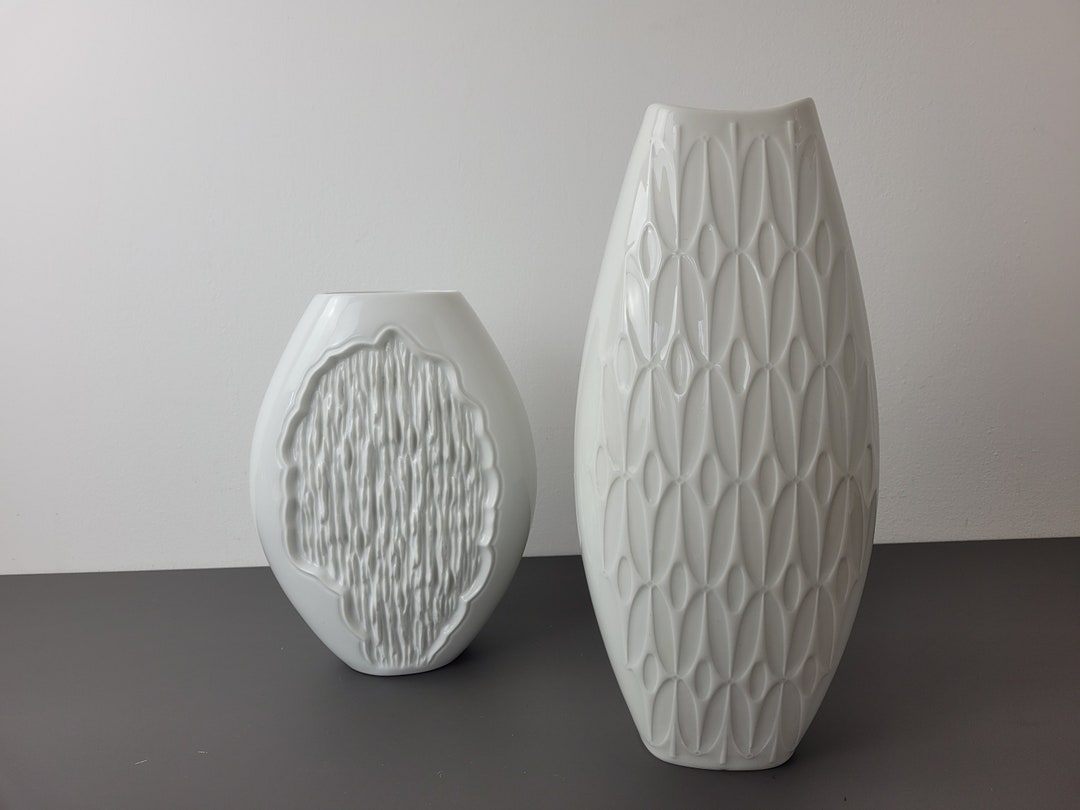AK Kaiser Set of 2 XL Porcelain Vases Original 60s70s Germany White Set ...