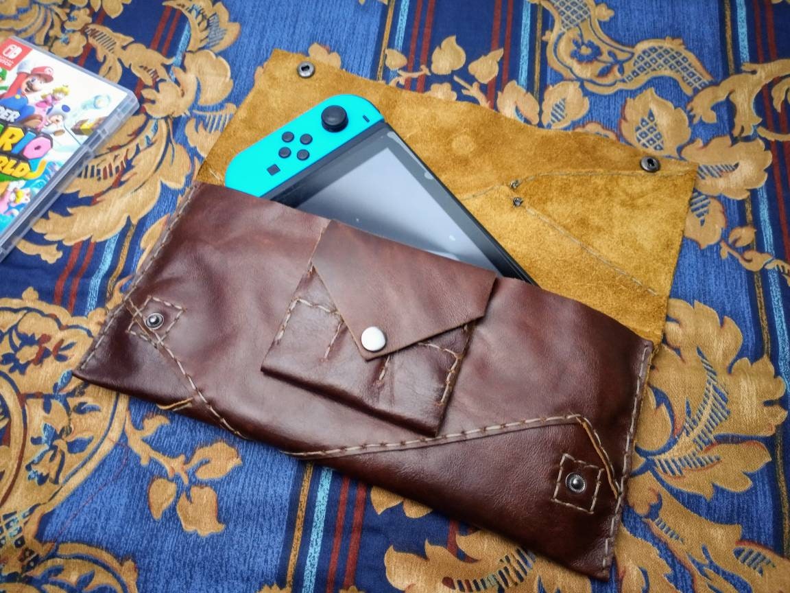 Leather Personalised Nintendo Switch Handheld Console Carry Case Rustic ...