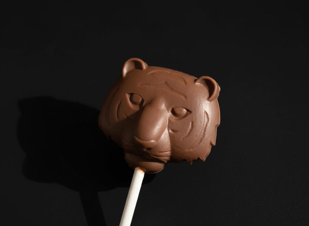 Safari Animal Belgian Milk Chocolate Lollipops: Tiger(set of 4) - Etsy