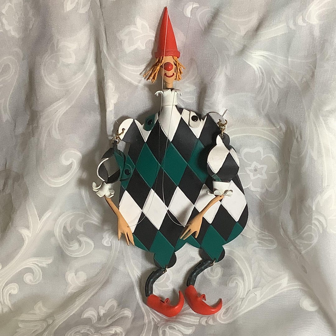 Leather Marionette Clown Puppet Harlequin Pattern 3 String Jester - Etsy
