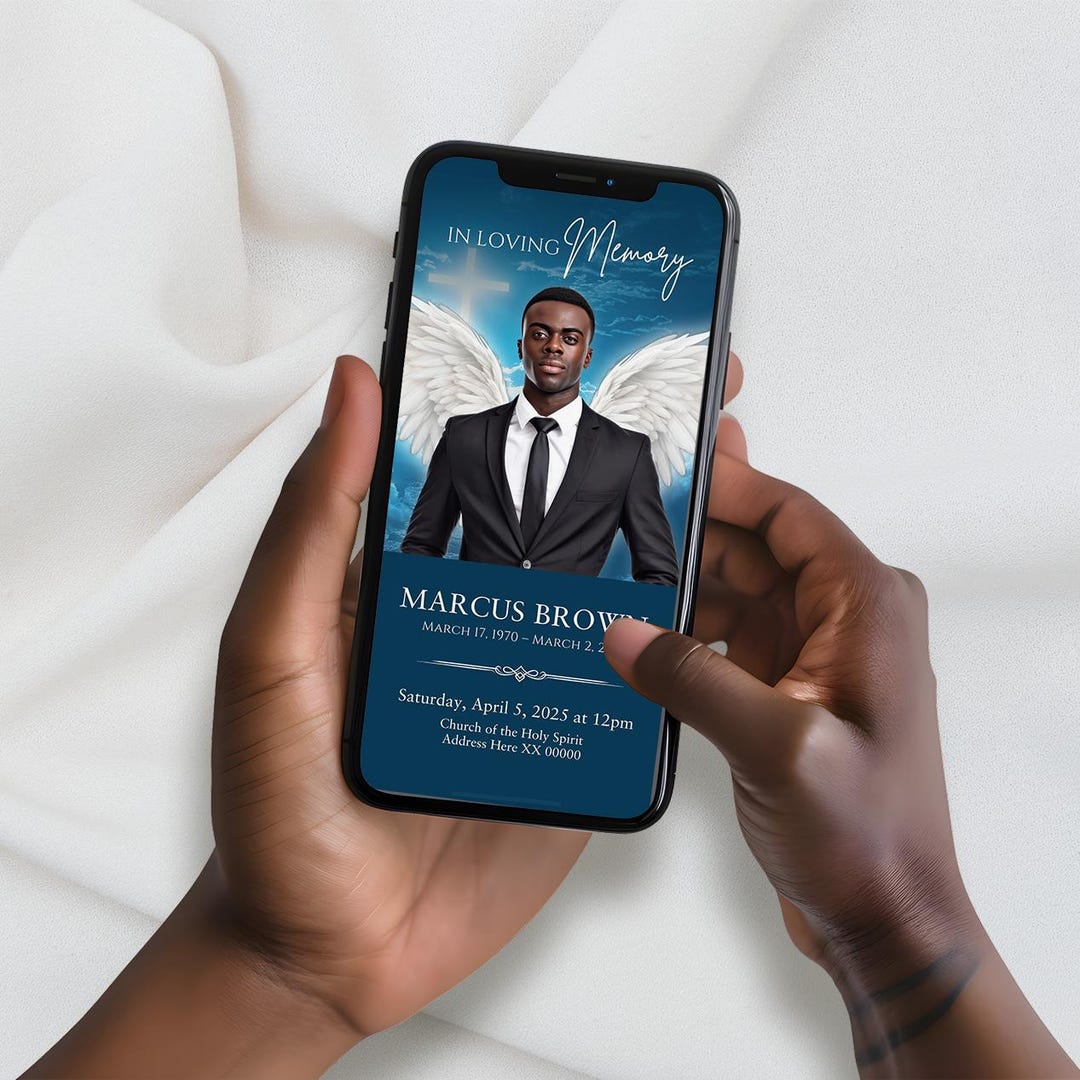 Heavenly Angel, Funeral Evite & Social Media Funeral Invite, Animated ...