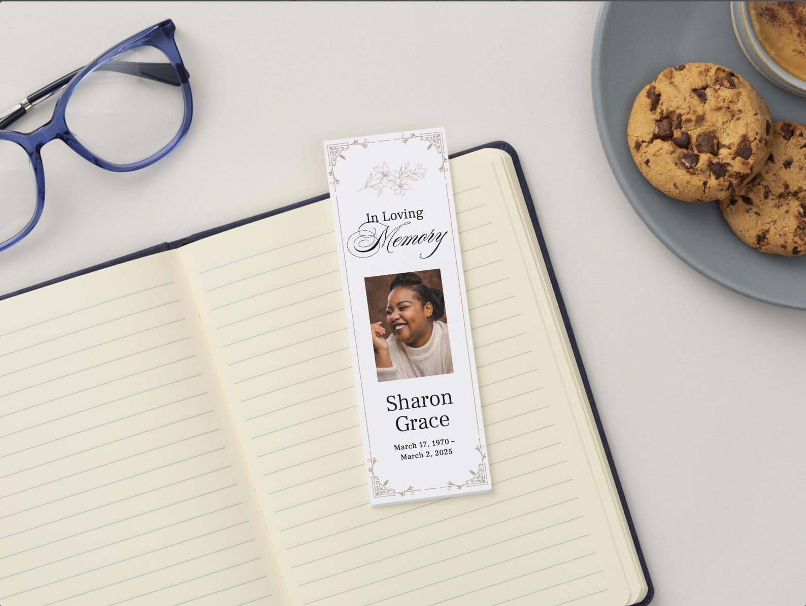 Memorial Bookmark Printable Template, Editable Canva Funeral Bookmark ...