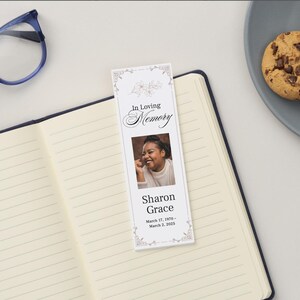 Memorial Bookmark Printable Template, Editable Canva Funeral Bookmark ...