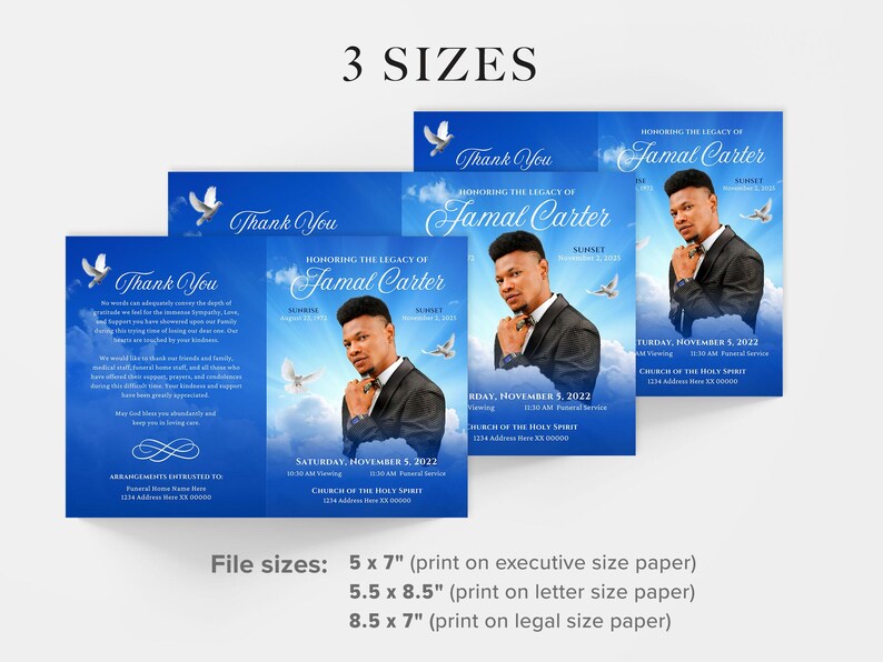 8 Page Funeral Program Template, Editable Canva Obituary Memorial ...