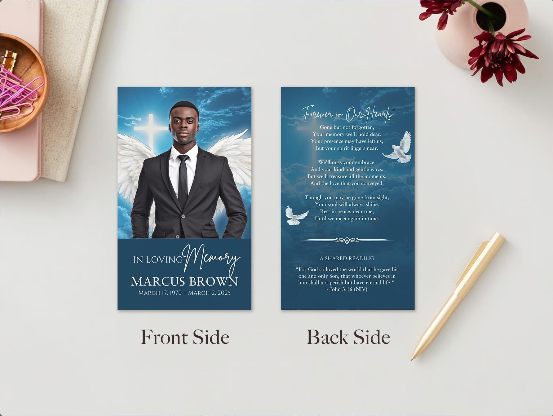 Heavenly Angel, Prayer Card Template, Editable Canva Obituary Memorial ...