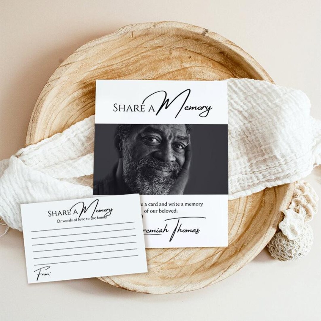 Black and White, Share a Memory Funeral Sign & Memory Card, Modern ...