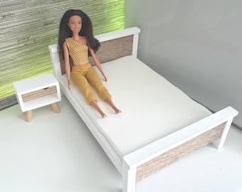 1:6 Scale Double Bed for 12 Inch Doll Modern Furniture - Etsy