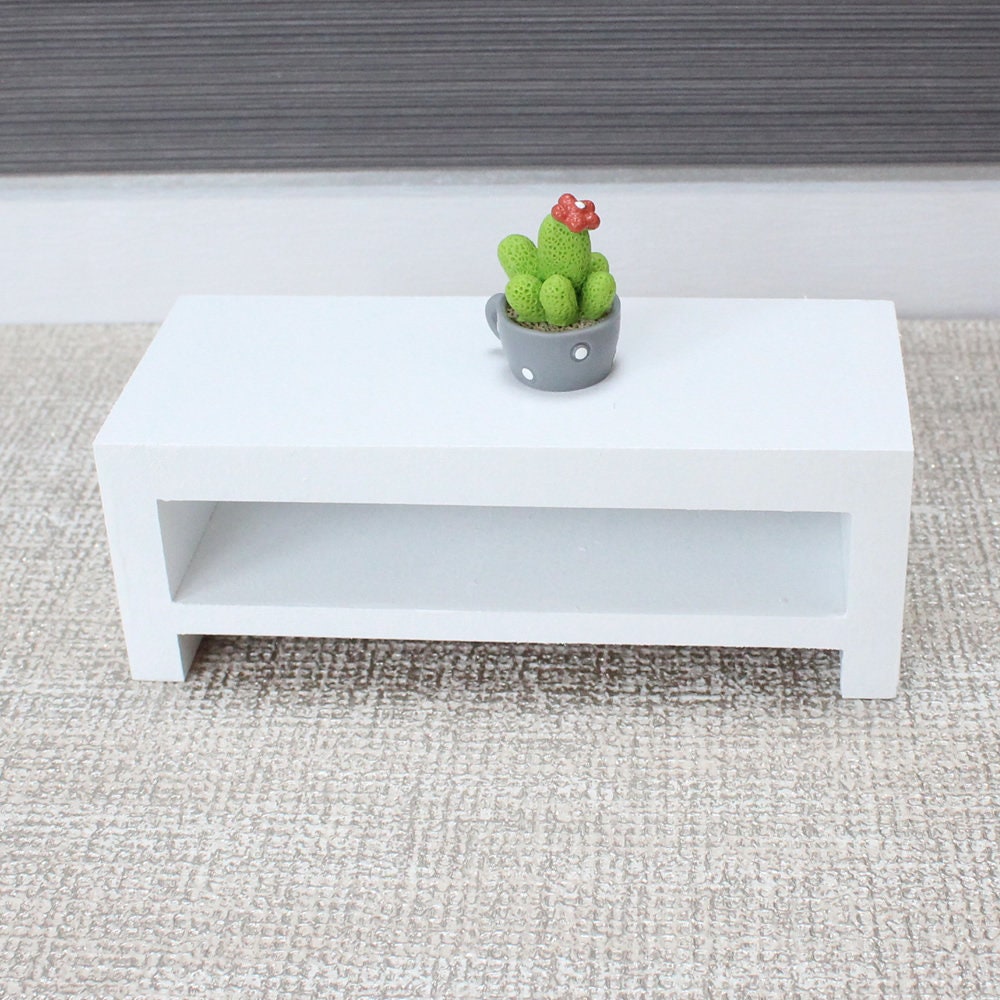 Miniature Coffee Table for Dollhouse Furniture White 1/6 Scale ...