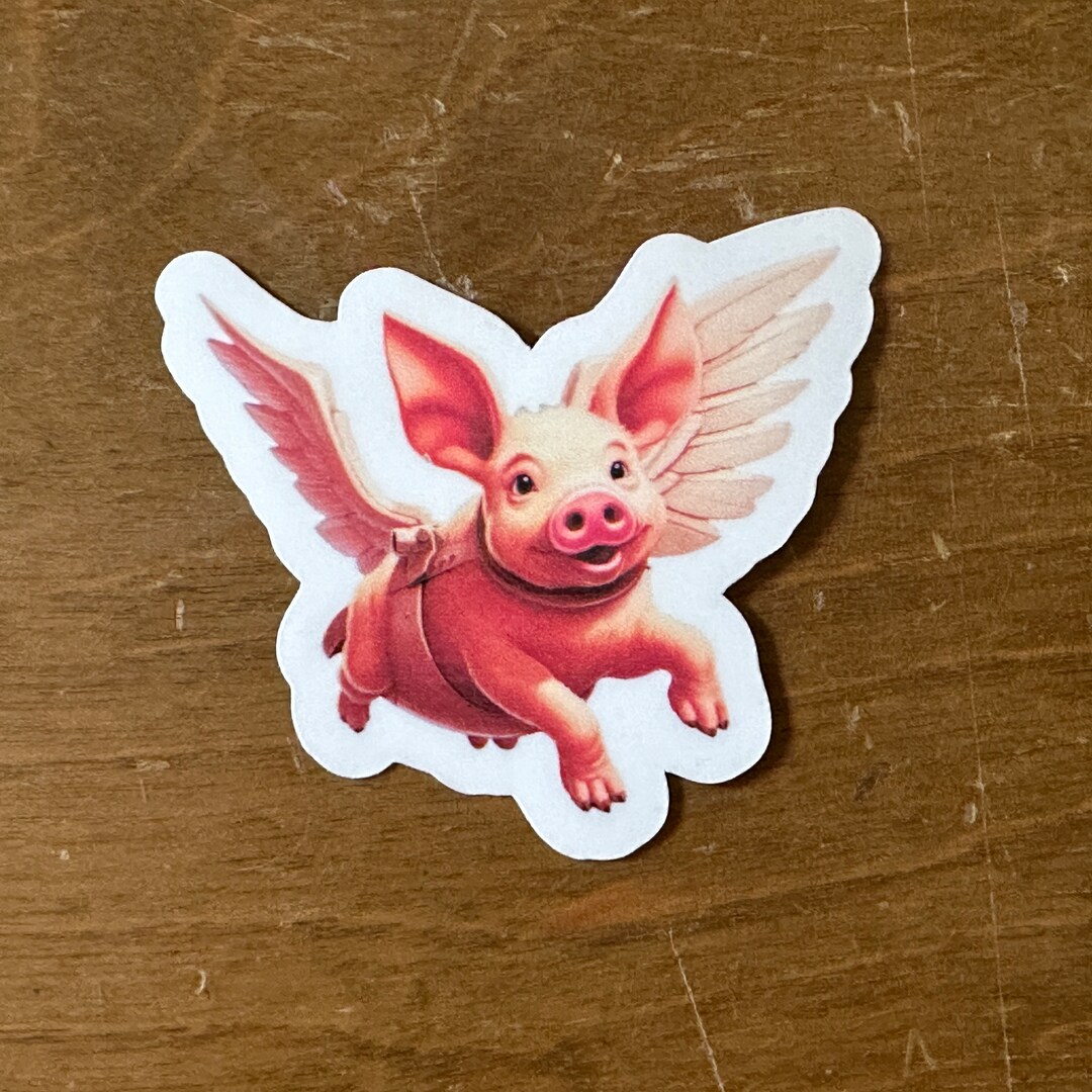 Flying Pig Laminated Vinyl Sticker - Etsy