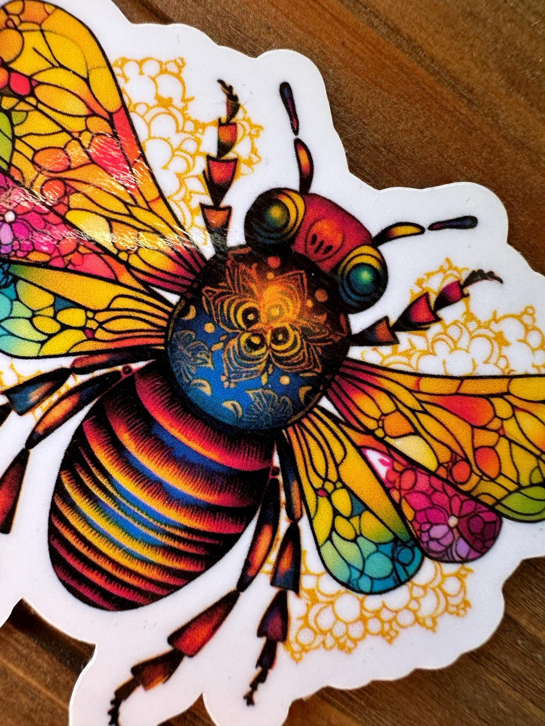 Boho Bee Sticker Stylish Bee With Floral Elements, Ideal for Laptops ...