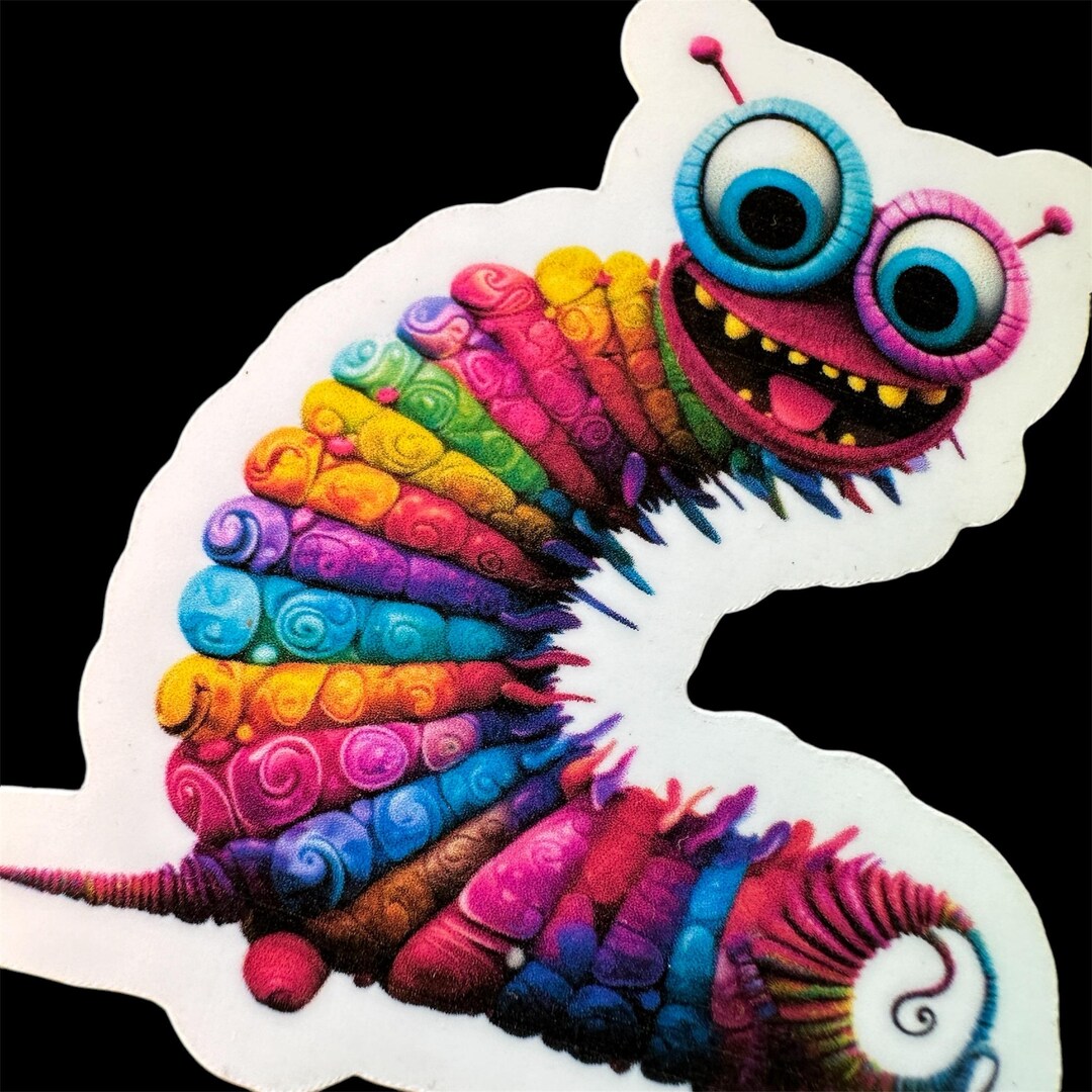 Inchworm Sticker – Cute Vinyl Decal, Whimsical Inchworm Design, Fun ...