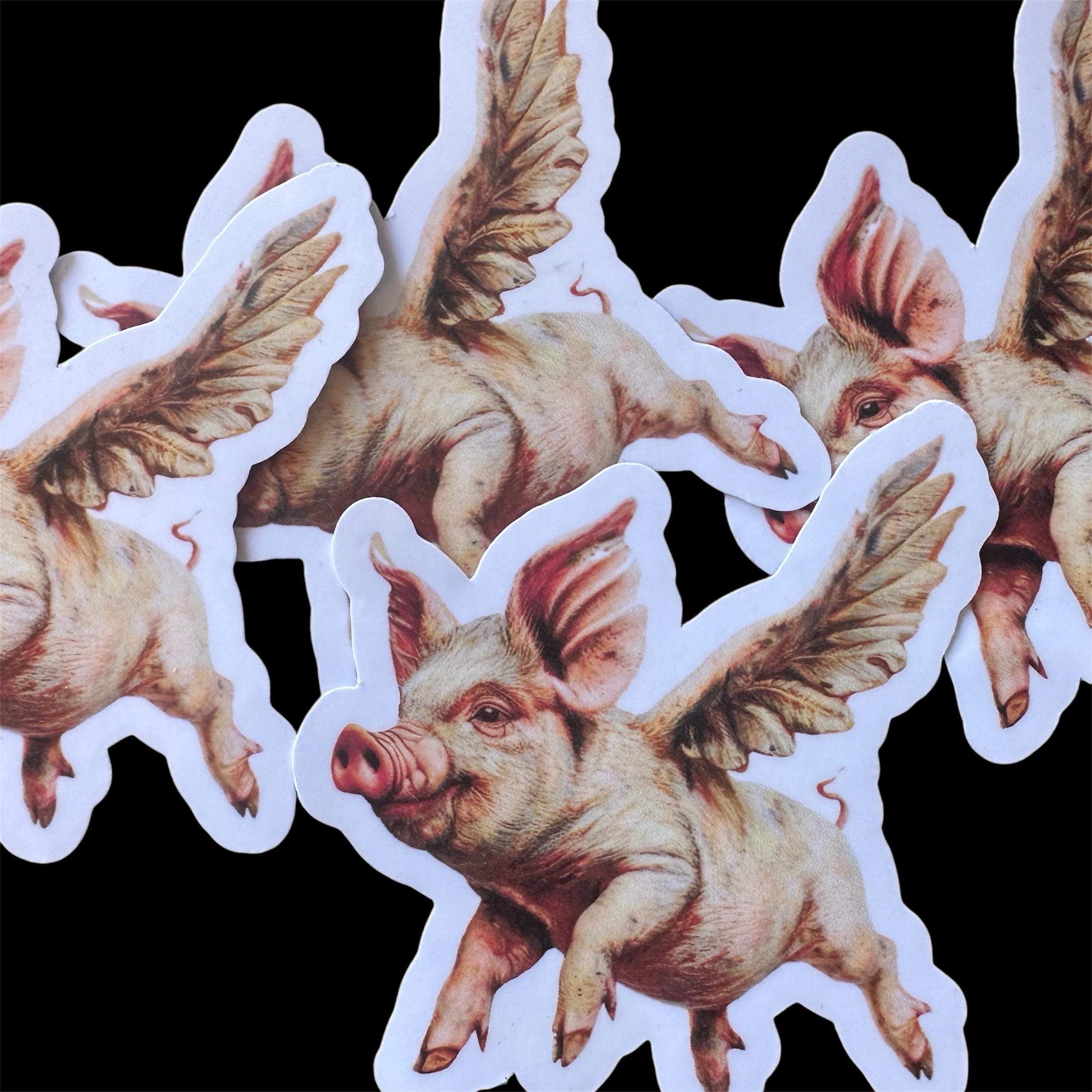 Flying Pig Sticker – Funny Vinyl Decal With Wings, Whimsical Gift for ...