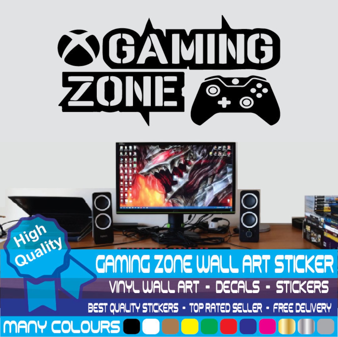 Huge Gaming Zone X Box Gamer Gaming Room Wall Art Sticker Decals 15 ...