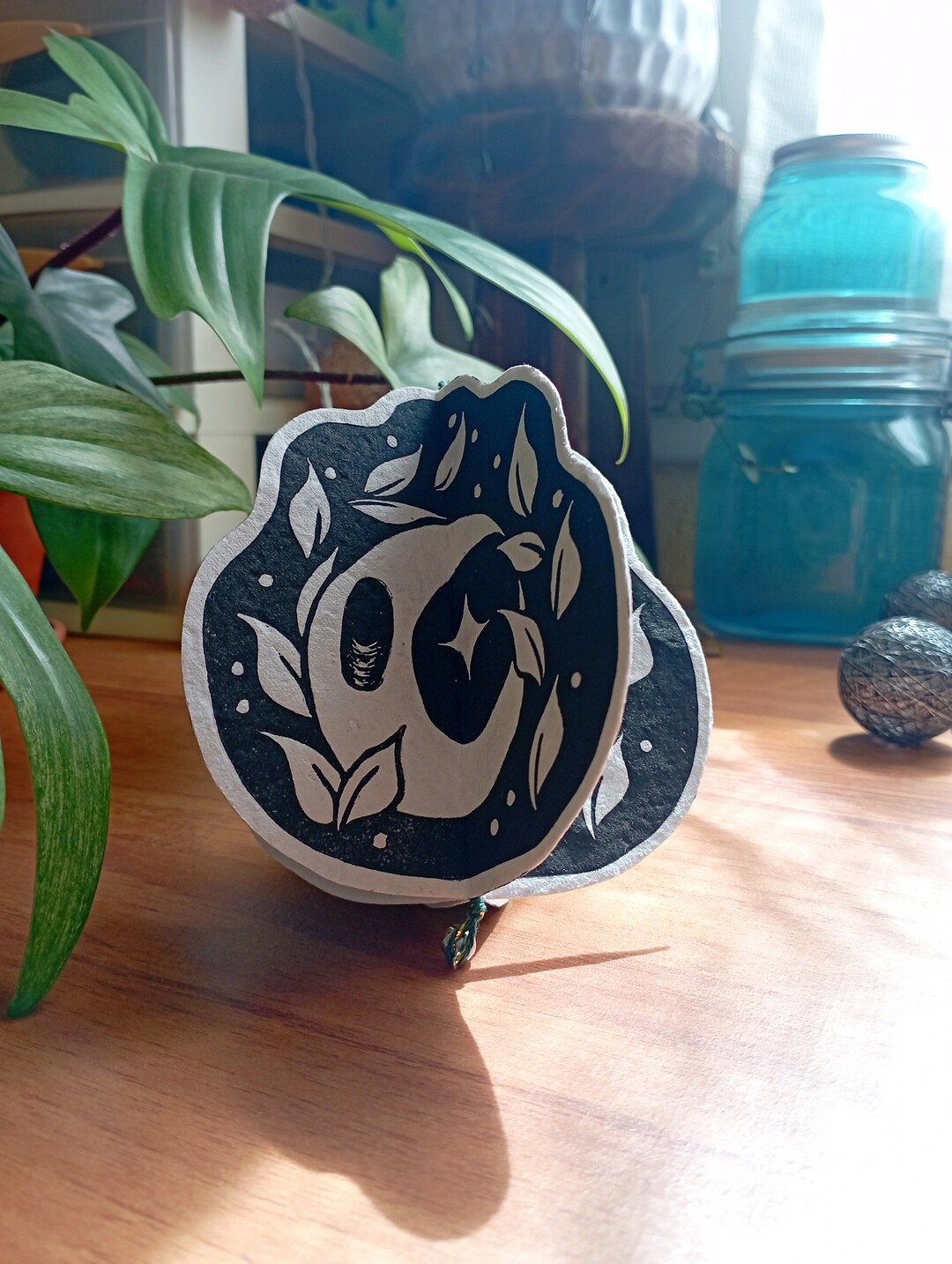 Moon Linocut Hanging Lamp Linoleum Printing Original Print Printing ...